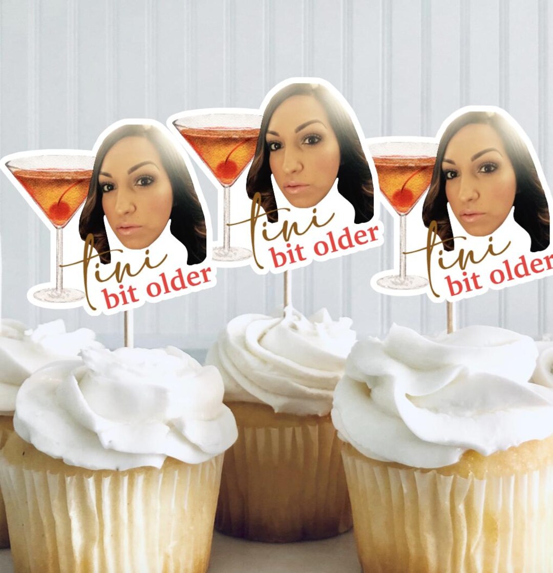 A Tini Bit Older Face Cupcake Toppers Martini Customized - Etsy