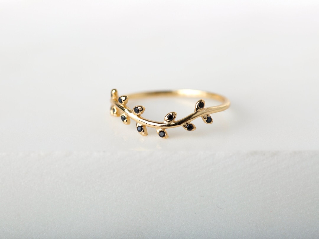 Leaves Ring - Gold Leaf Ring - Minimalist Ring - Cz Gold Ring ...