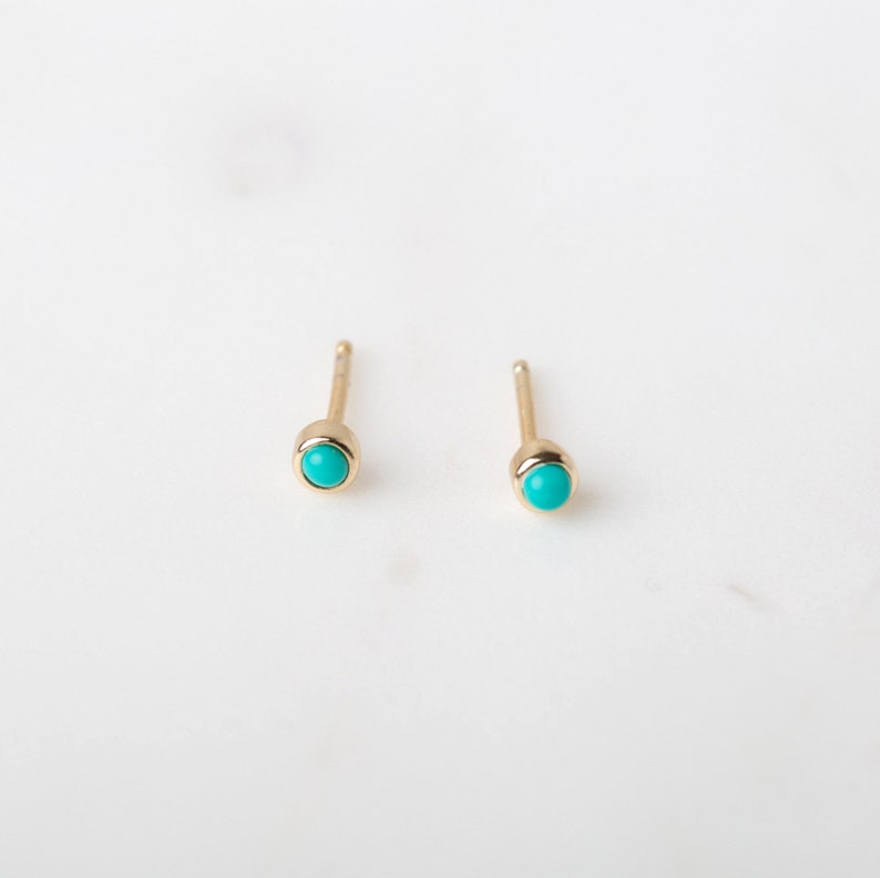 Tiny turquoise stud earrings Tiny turquoise earrings Tiny | Etsy