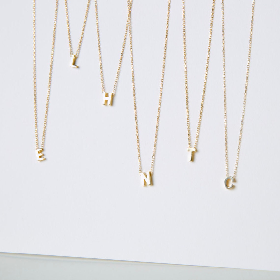 Initial Necklace Tiny Gold Letter Necklace Gold Initial | Etsy