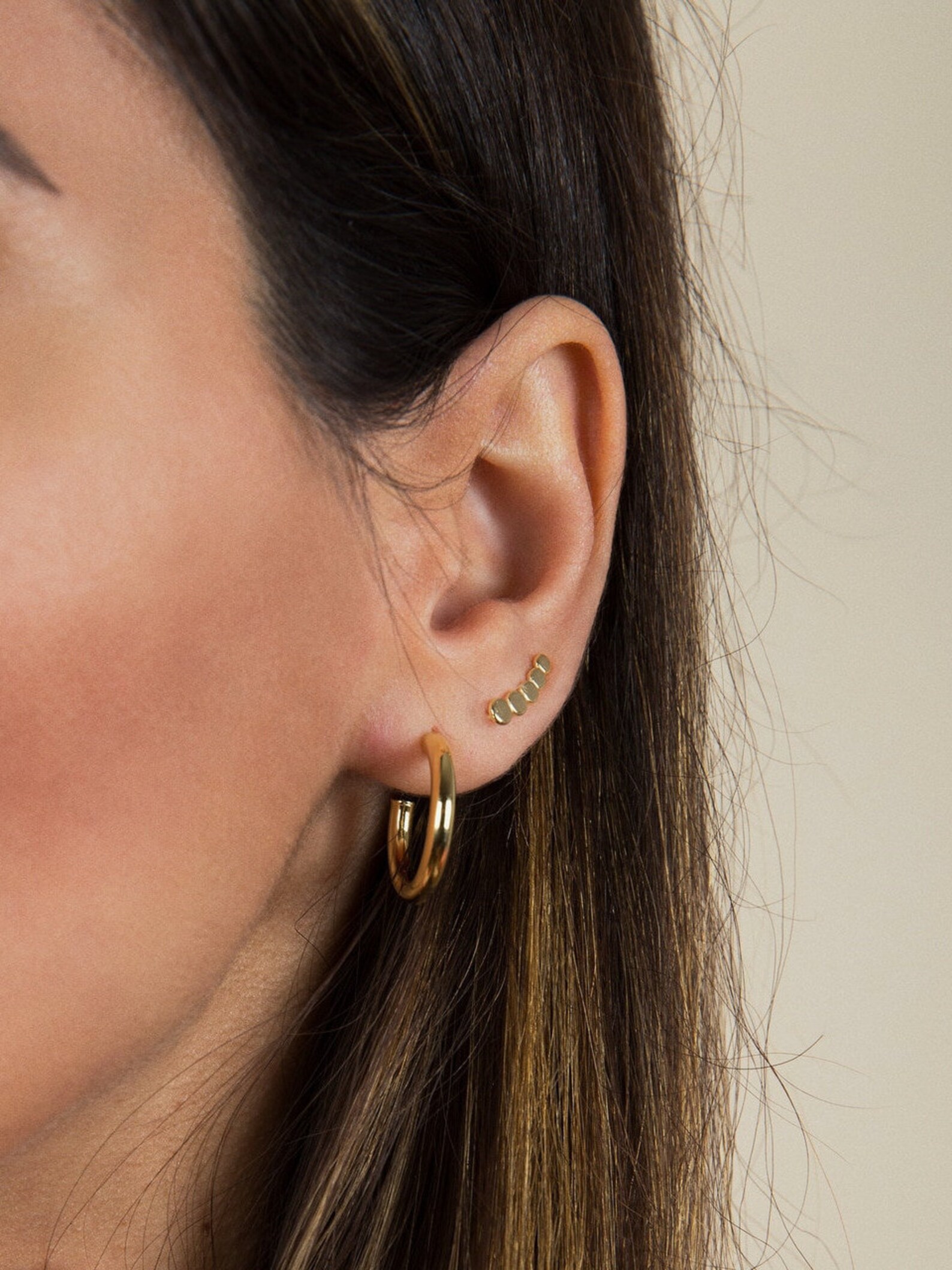 Tiny Gold Ear Climber - Dainty Circle Ear Climber - Sterling Silver ...