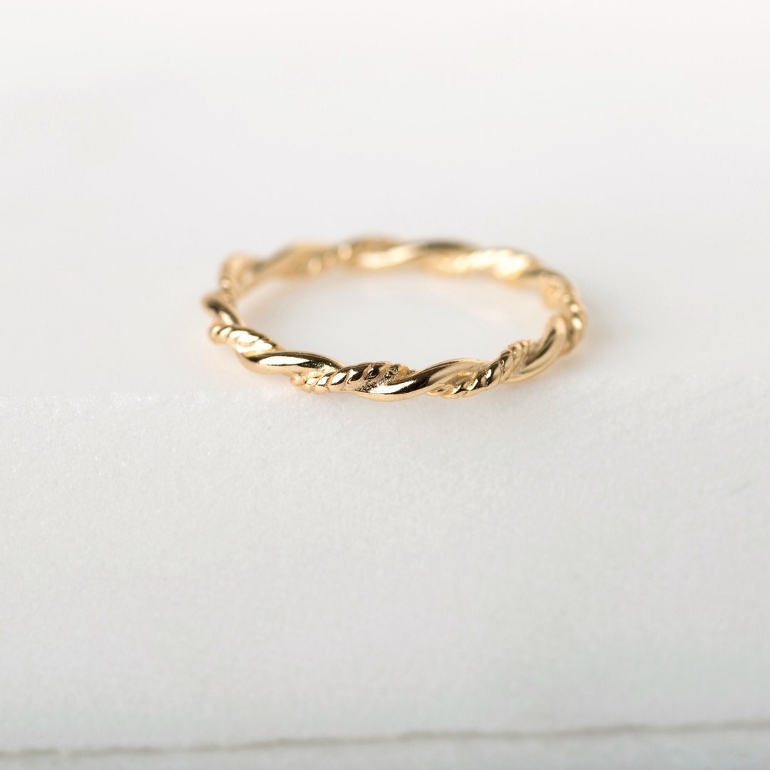 Braid Ring - Dainty Gold Ring - Stacking Ring - Minimalist Ring - Stackable Ring - Dainty Ring ...