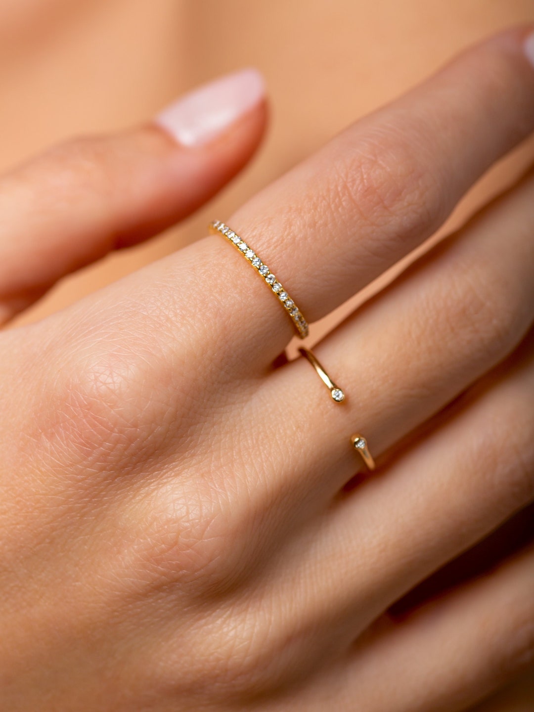 925 Sterling Silver Ring - Open Ring - Open Cz Ring - Open Cuff Ring ...