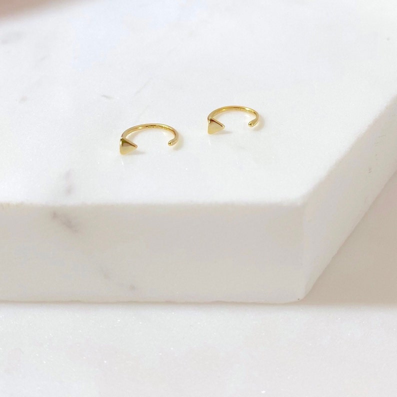 Open Huggie Earrings - Triangle Open Hoop Earrings - Tiny Hoops ...
