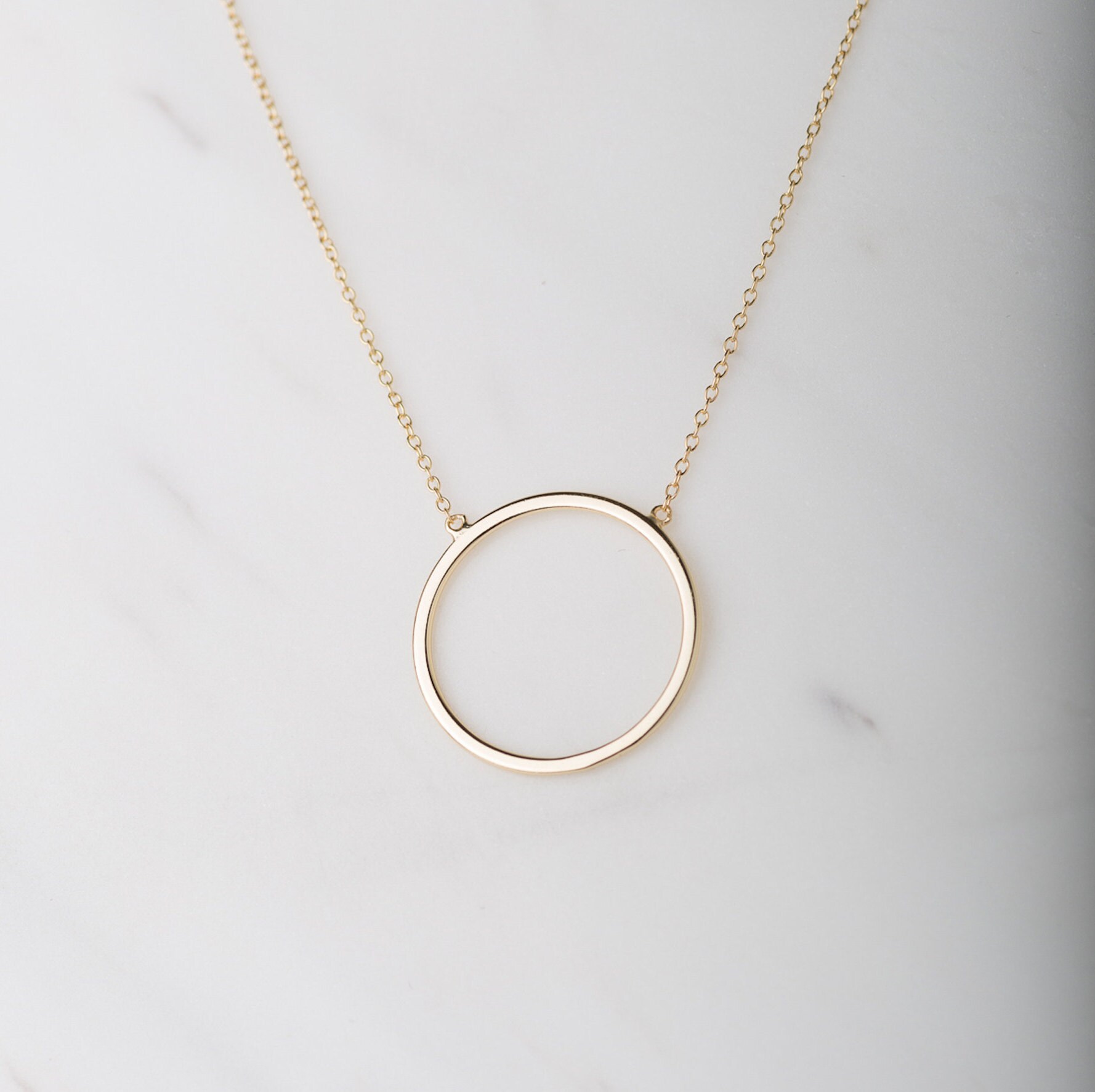 Circle necklace Dainty gold circle necklace Gold karma | Etsy