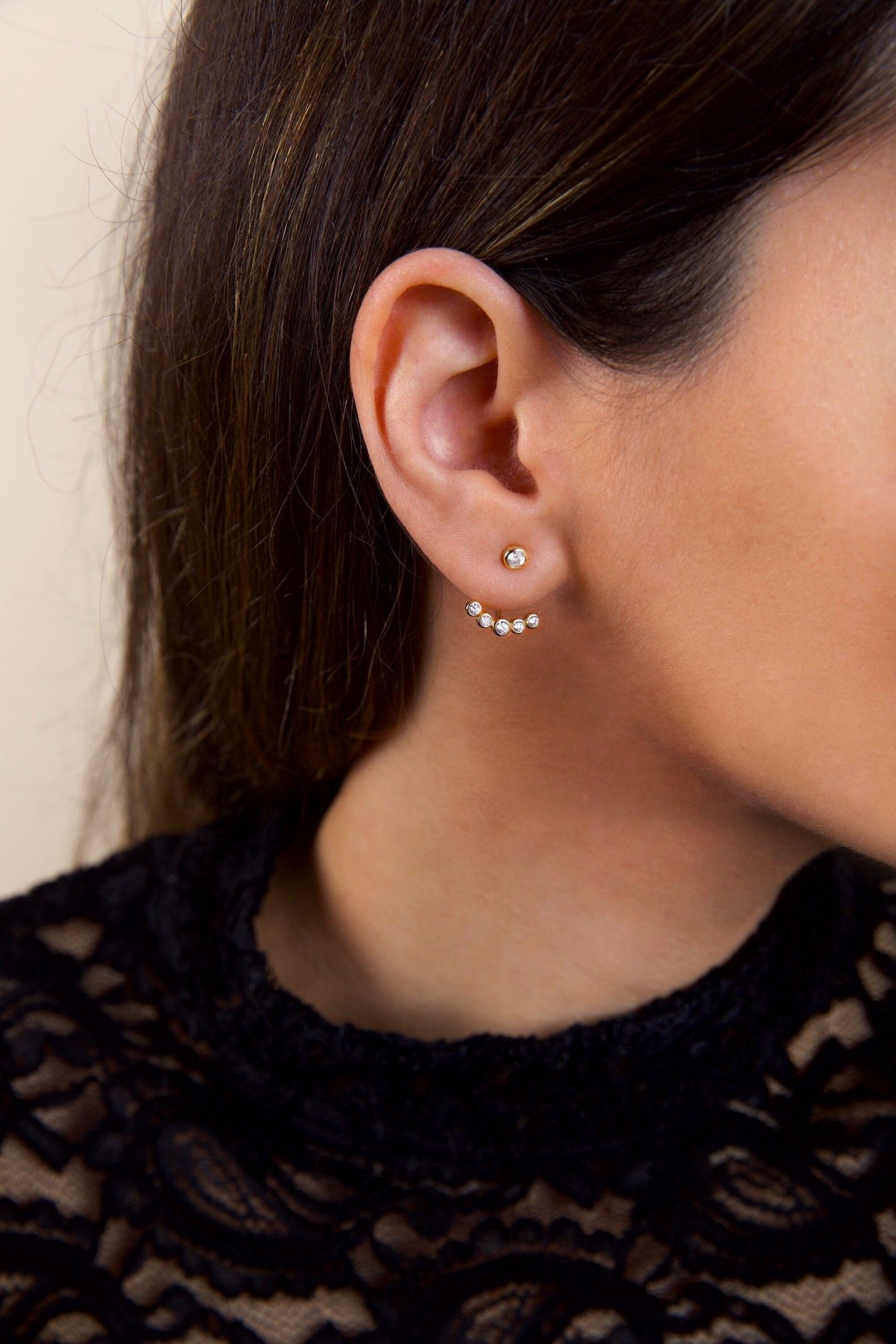 Crystal Ear Jacket Earrings - Sterling Silver Ear Jacket - Bridal Earrings - Front Back Earrings ...