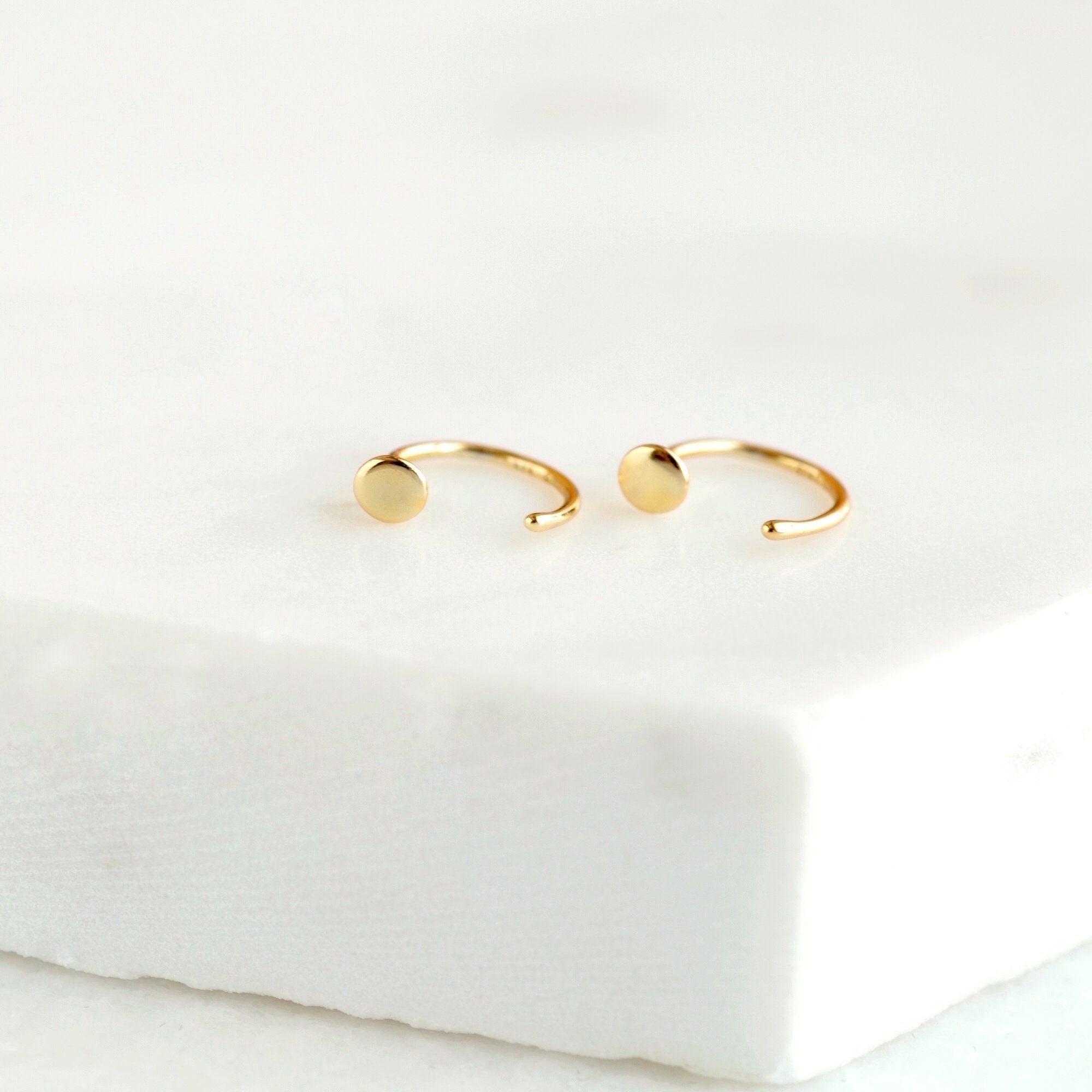 Open Hoop Earrings - Sterling Silver Hug Earrings - Second Hole ...