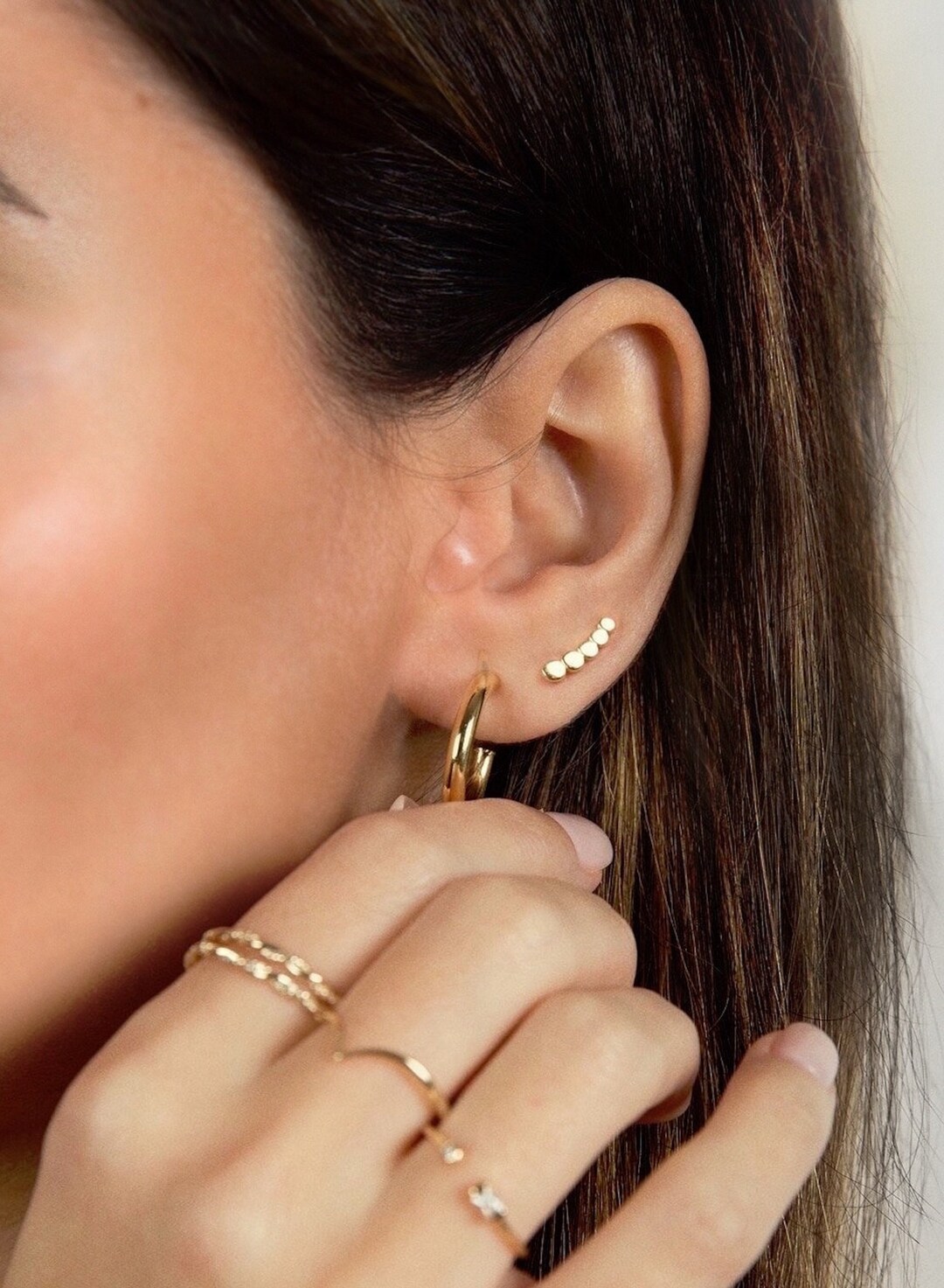 Tiny Gold Ear Climber - Dainty Circle Ear Climber - Sterling Silver ...