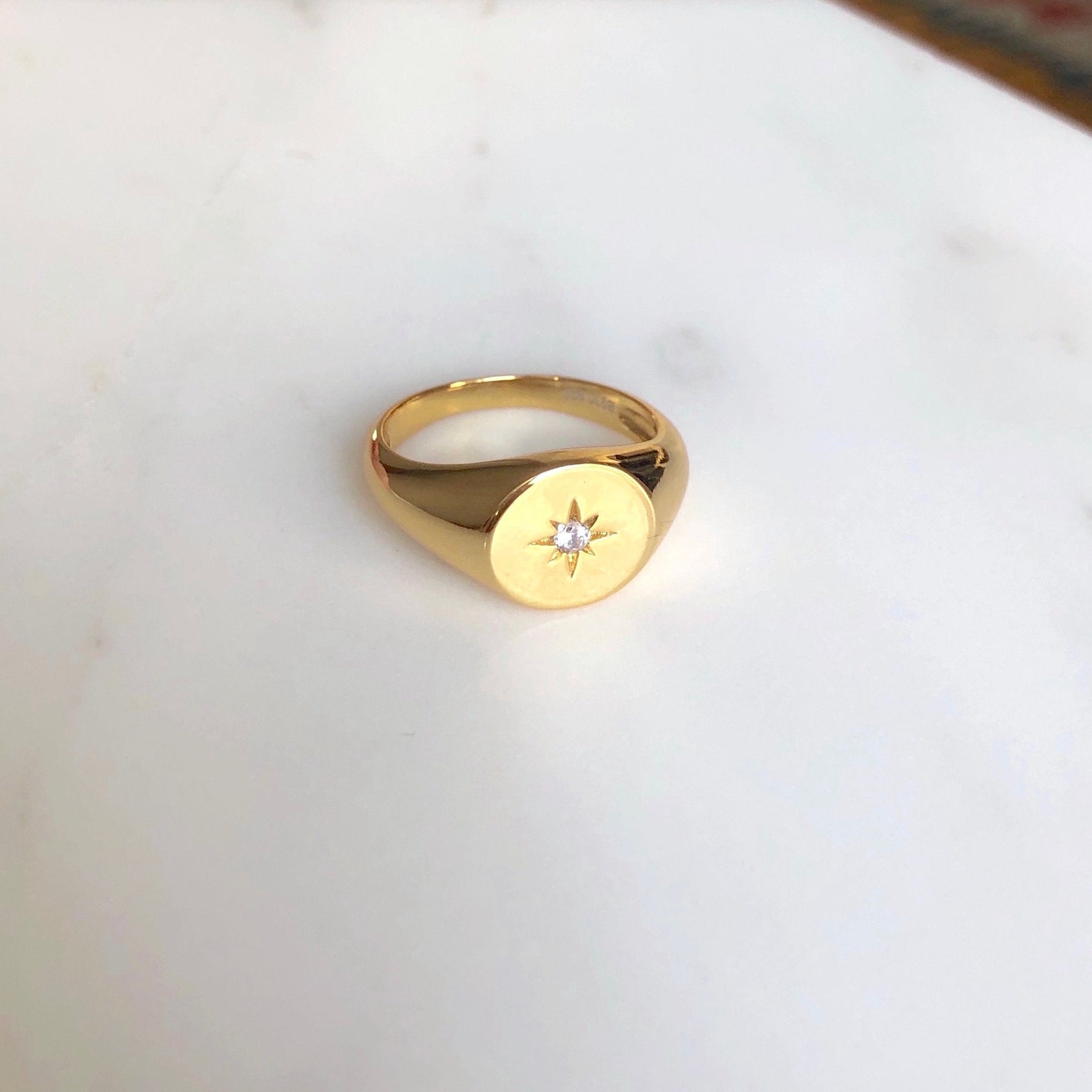 Polaris Signet Ring - Star Signet Ring - Dainty Signet Ring - Gold ...