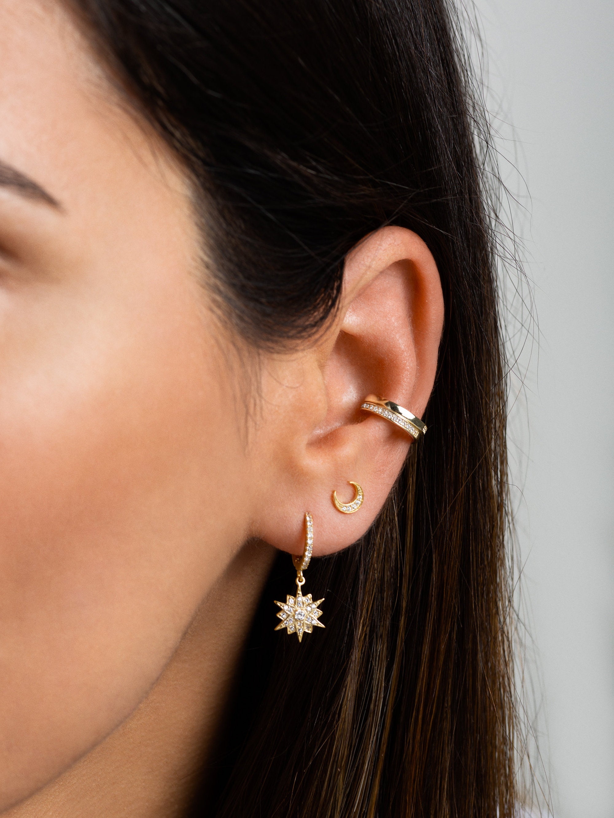 Conch cz ear cuff Dainty cuff Ear cuff gold Conch | Etsy