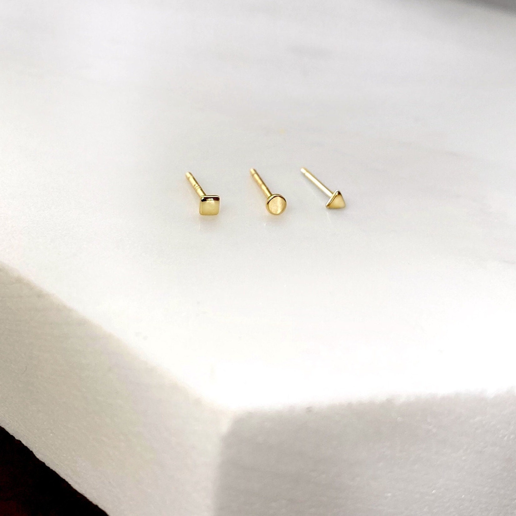 2mm Teeny Tiny Sterling Silver Stud Earrings - Dainty Studs - Geometric ...