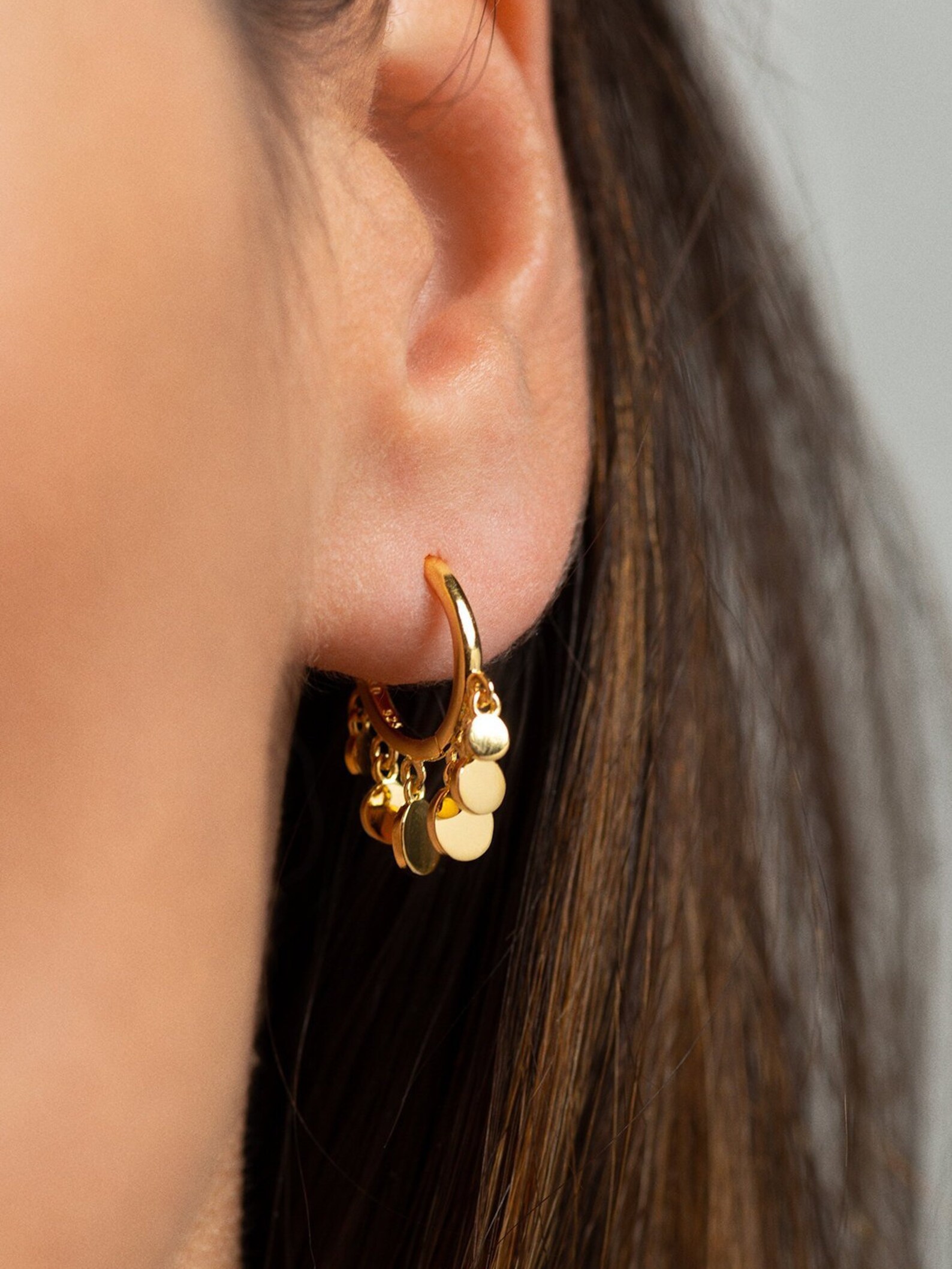 Disc Hoop Earrings Coin Hoop Earrings Mini Hoops Dainty - Etsy