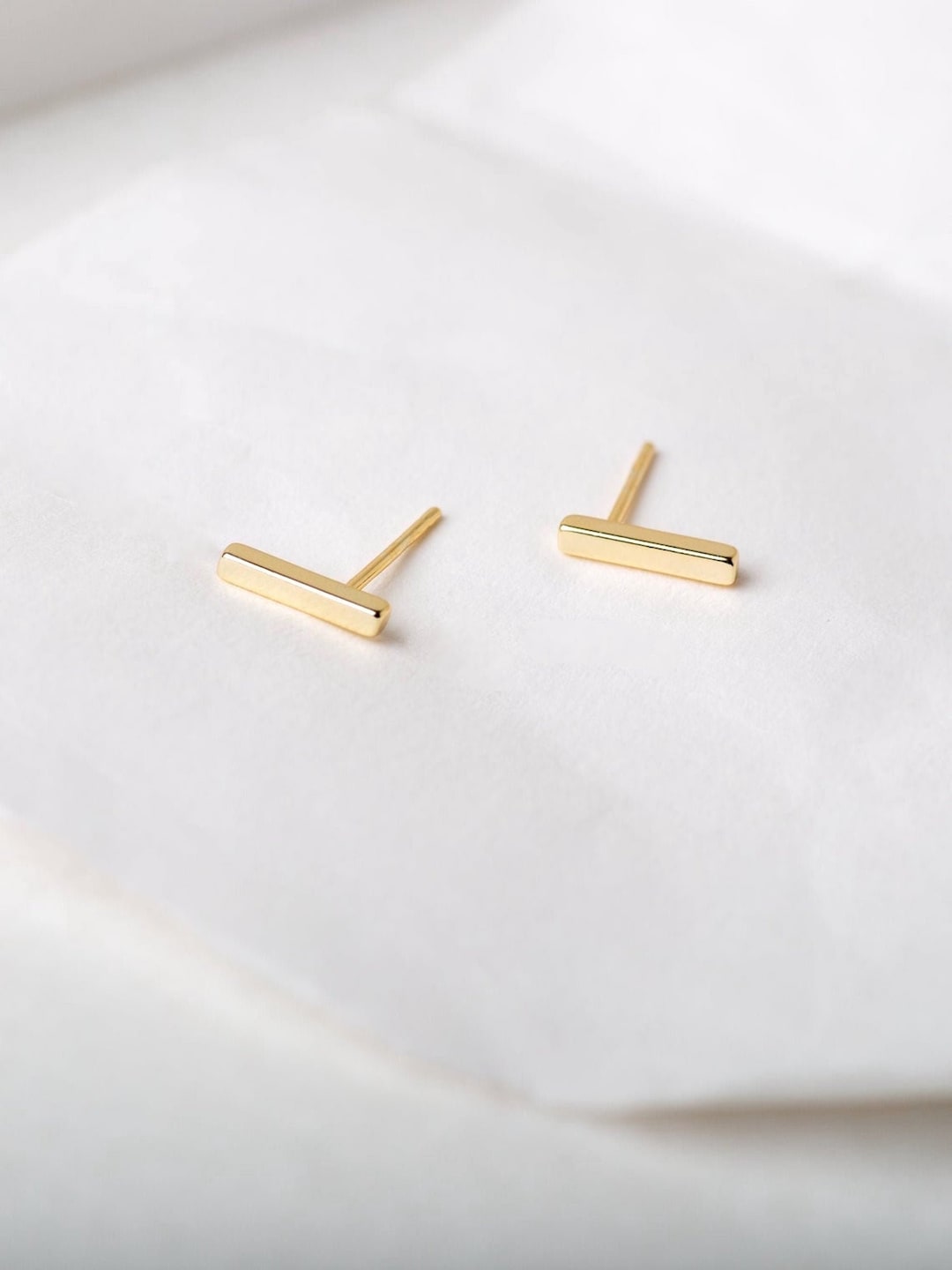 Gold Bar Studs - Small Bar Earrings - Bar Studs - Dainty Earrings ...