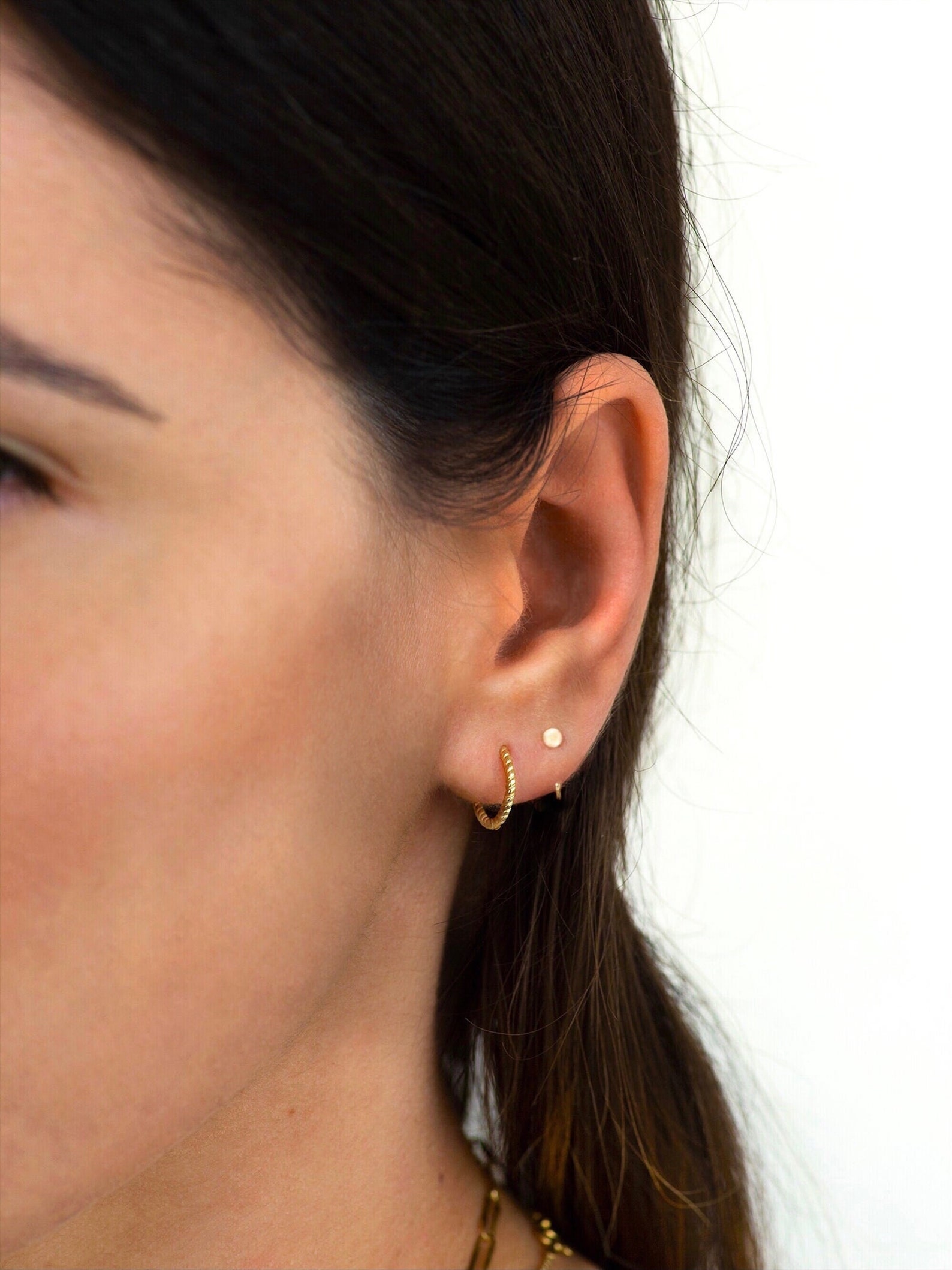 Gold Dot Hug Hoops - Tiny Dot Huggie Earrings - Open Hoop Earrings ...