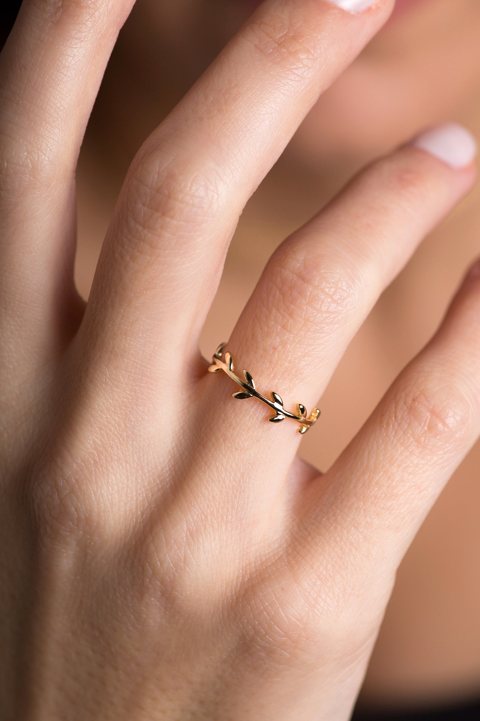 Leaves Ring - Leaf Ring - Minimalist Ring - Dainty Gold Ring - Vine ...