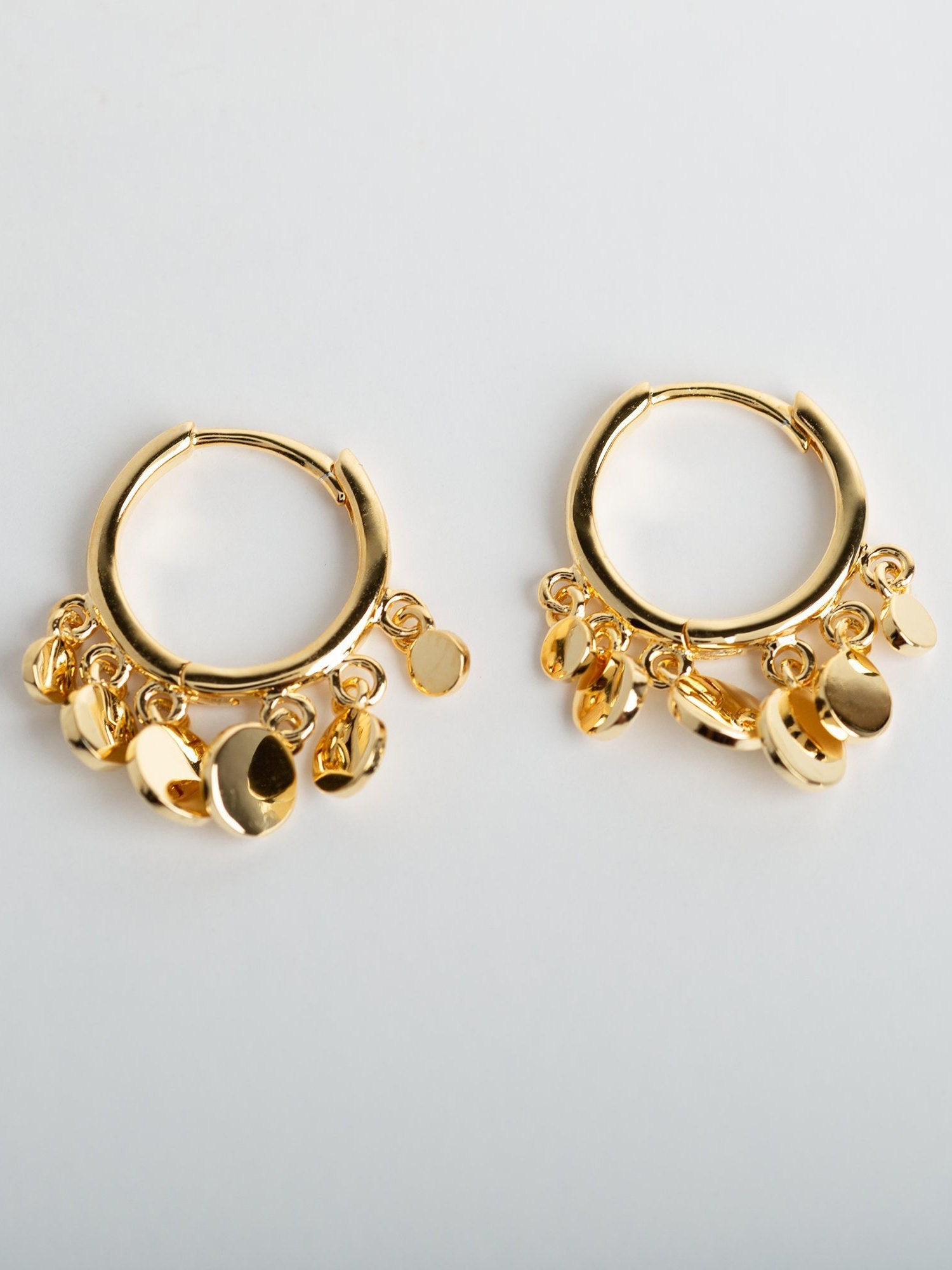 Disc Hoop Earrings Coin Hoop Earrings Mini Hoops Dainty - Etsy