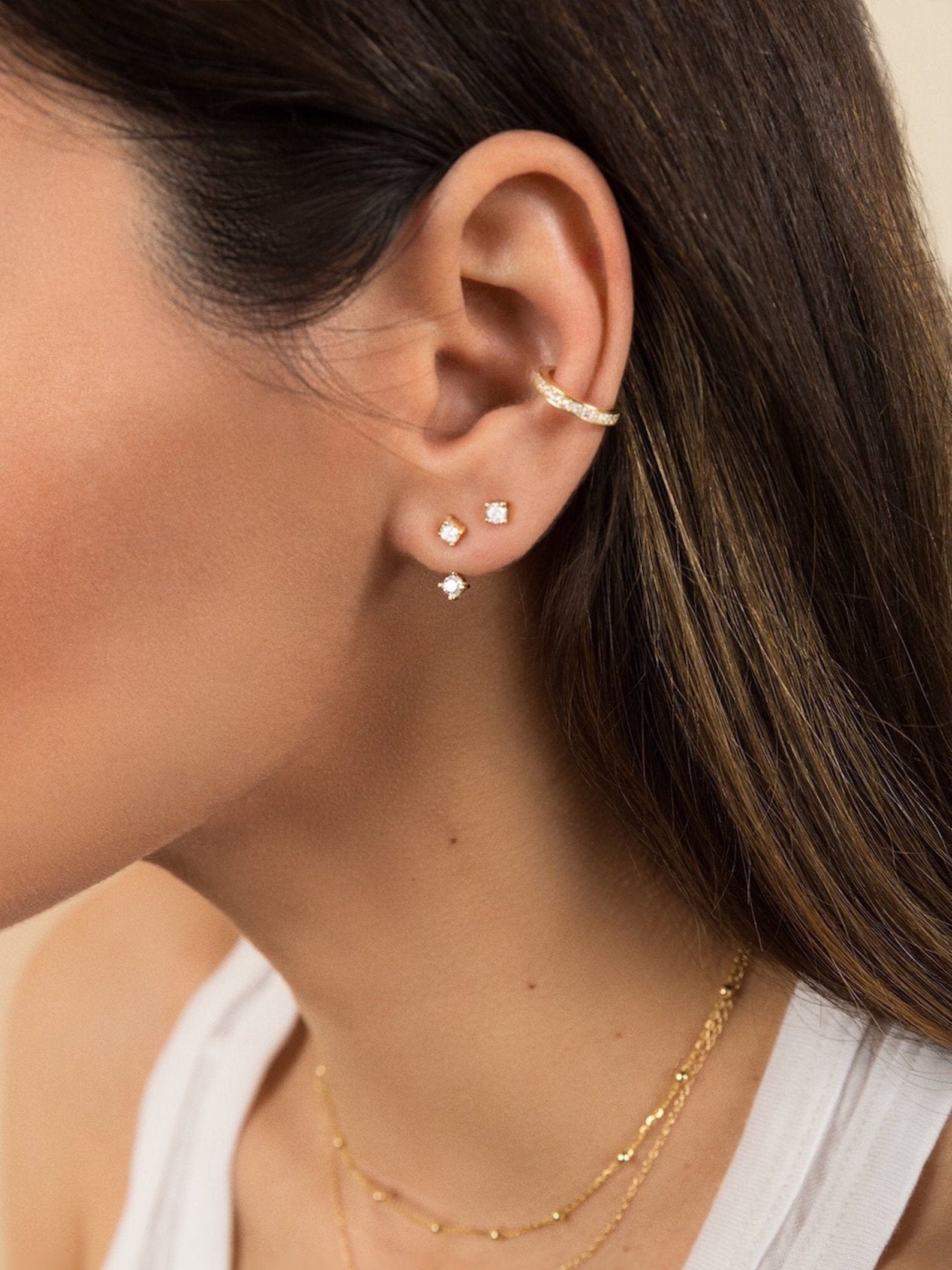 Gold Ear Jacket Front Back Earrings Gold Ear Jacket - Etsy Canada