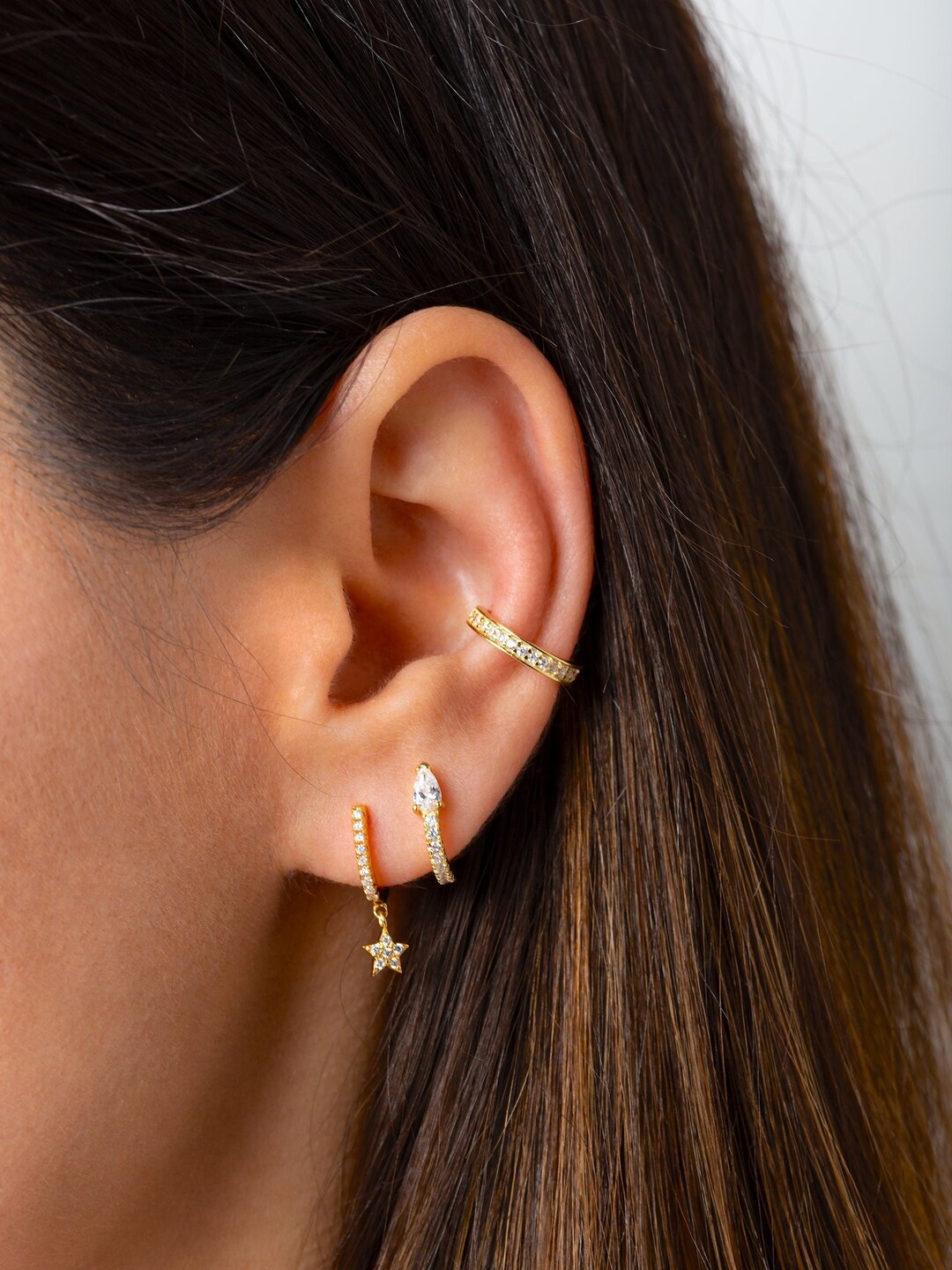 Ear Cuff - Gold Ear Cuff - Conch Earring- CZ Ear Cuff - Non Pierced ...