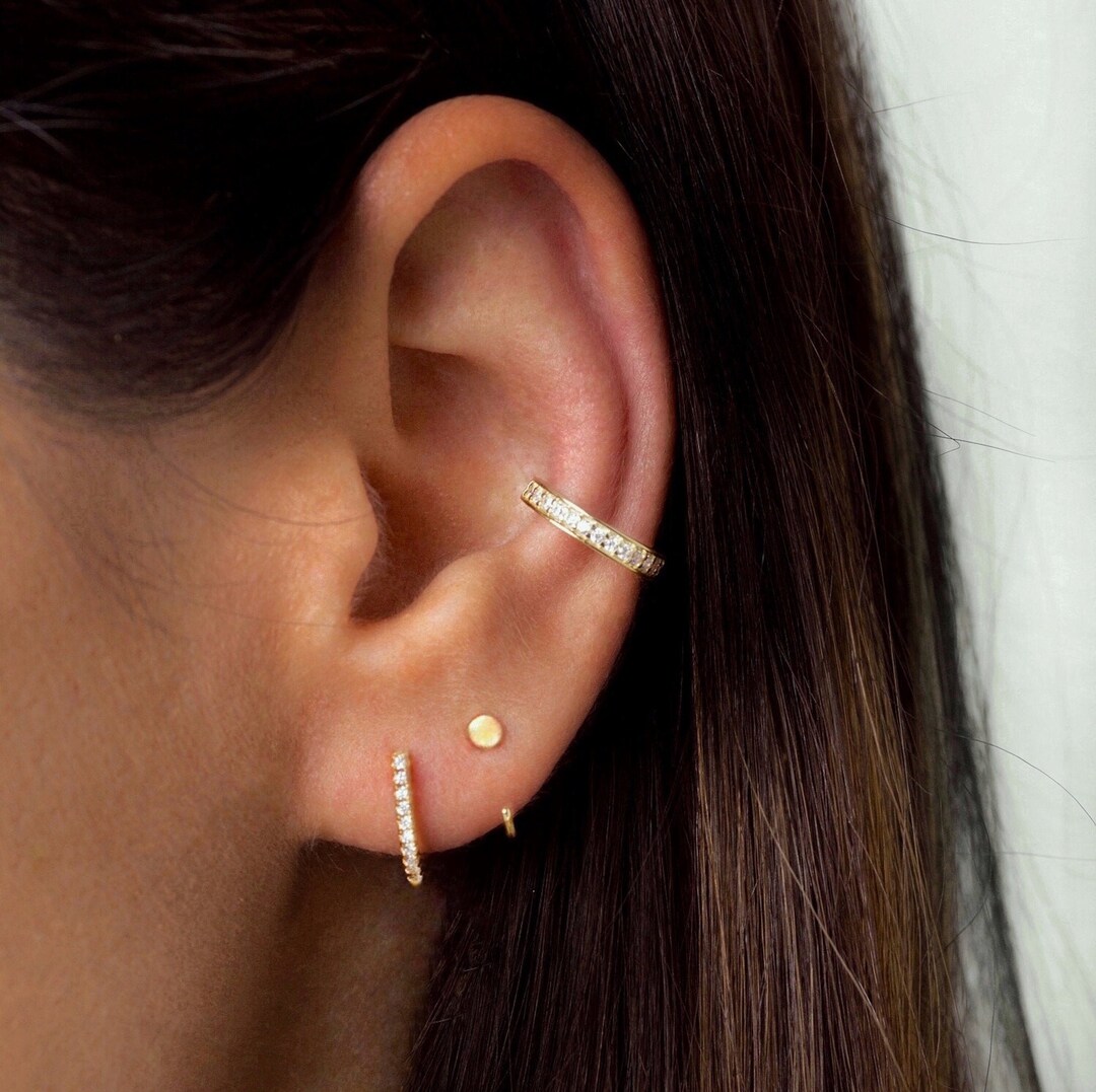 Open Hoop Earrings Sterling Silver Hug Earrings Second Hole Earrings ...