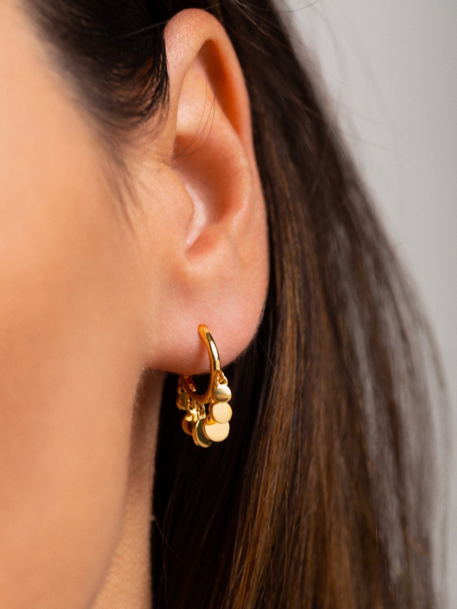 Disc Hoop Earrings Coin Hoop Earrings Mini Hoops Dainty - Etsy