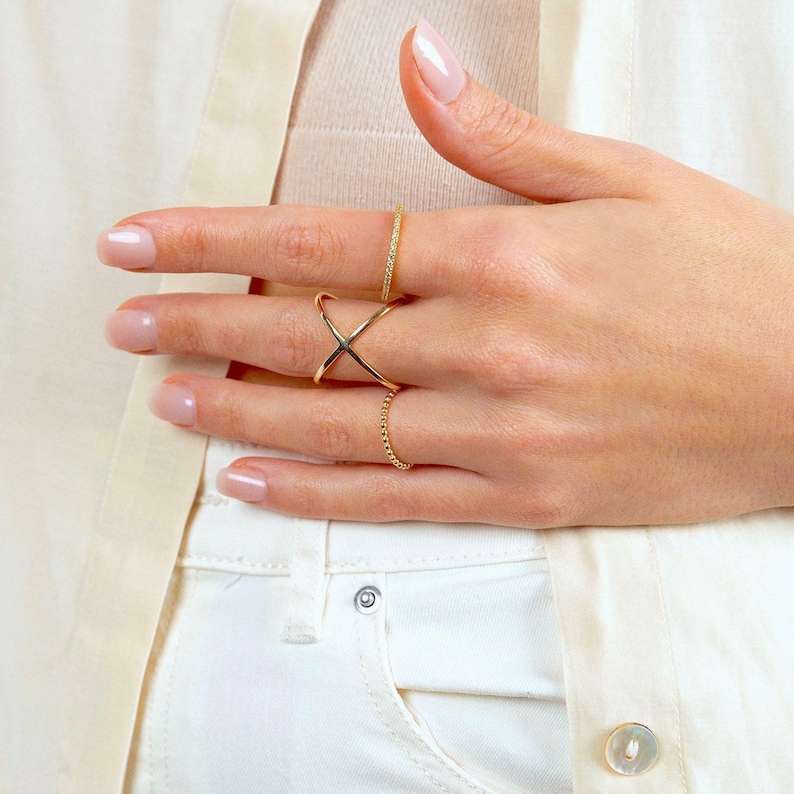 X Ring Criss Cross Ring Gold X Ring Gold Ring - Etsy