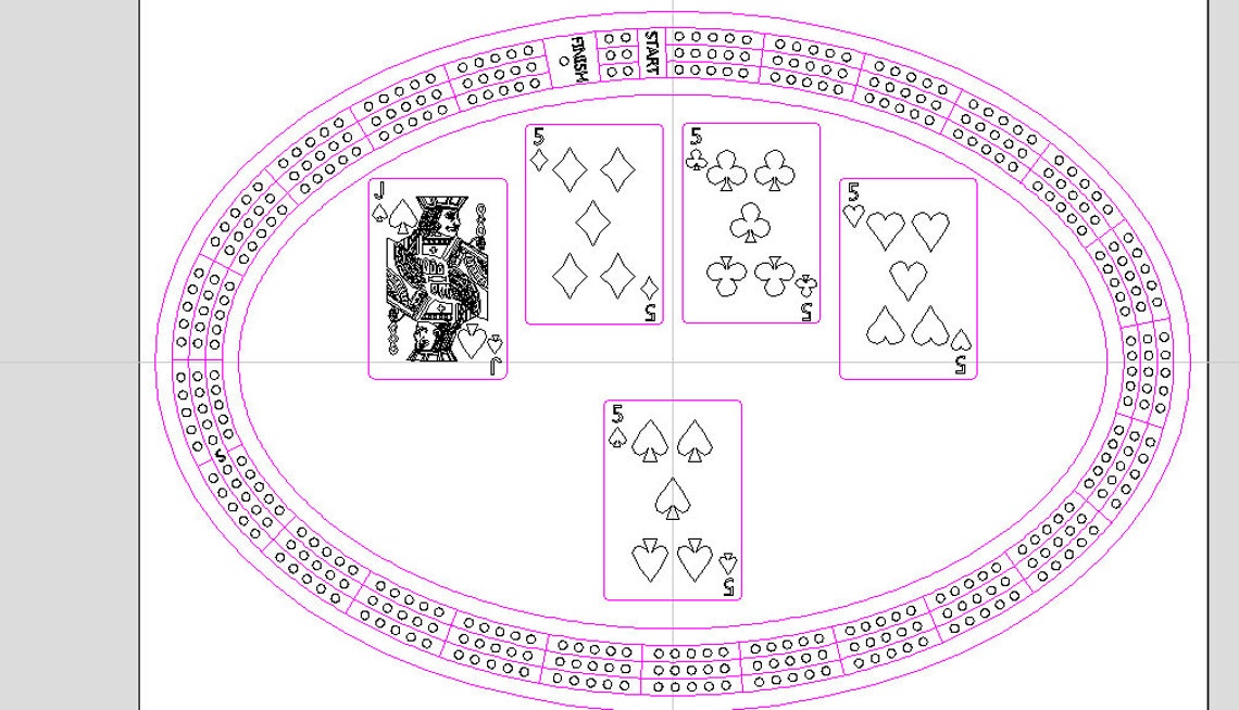 CNC Files for Cribbage Board SVG Perfect Hand 3 Track | Etsy