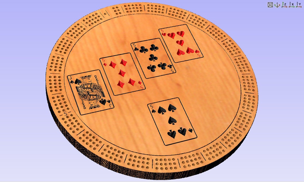 CNC SVG Files 3 Track Perfect Hand Round Cribbage Board Cnc Files With ...