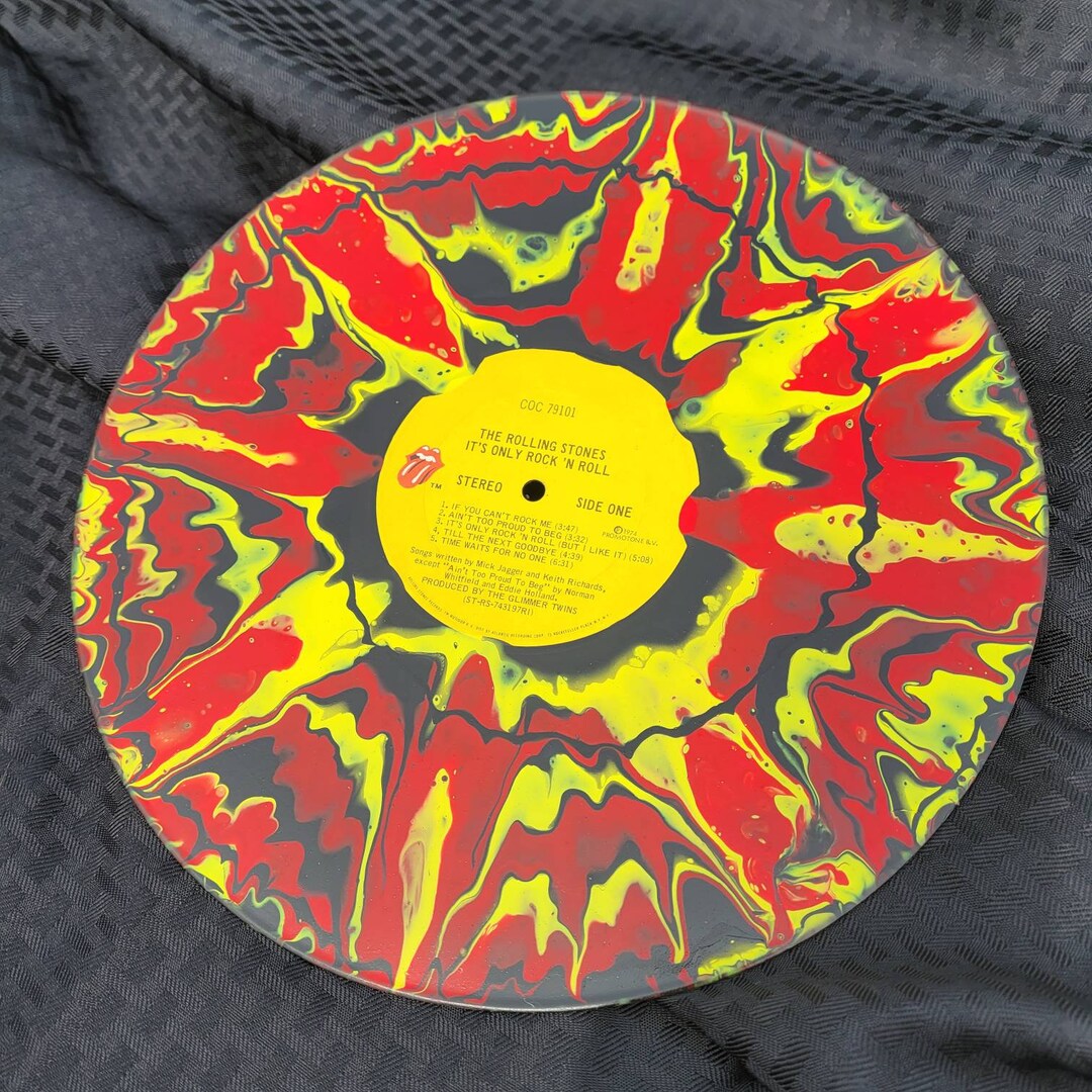 The Rolling Stones Hand Painted Vinyl Record, Psychedelic Art, It's ...