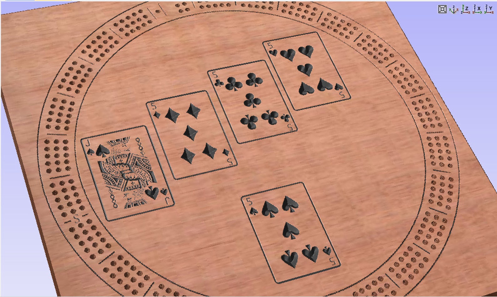 CNC SVG Files 3 Track Perfect Hand Round Cribbage Board Cnc Files With ...