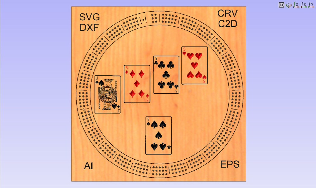CNC SVG Files 3 Track Perfect Hand Round Cribbage Board Cnc Files With ...