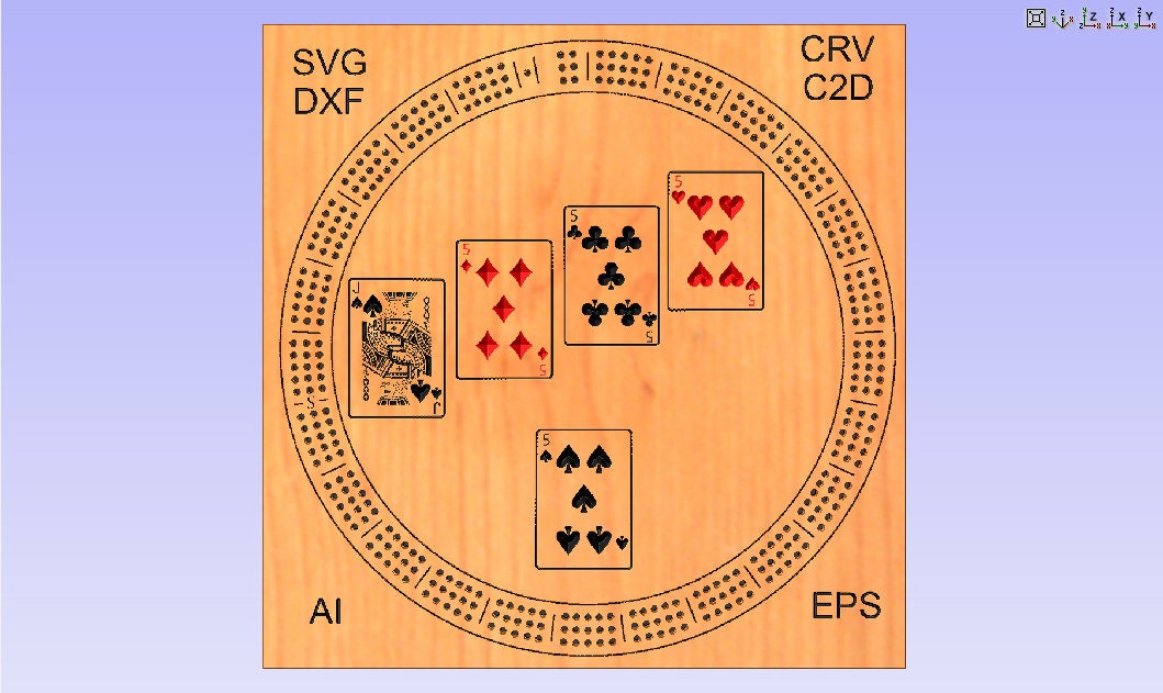 CNC SVG Files 3 Track Perfect Hand Round Cribbage Board Cnc Files With ...