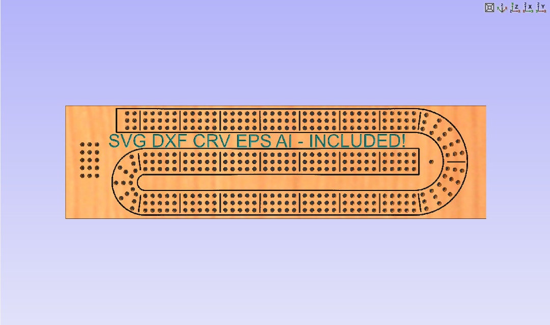 Digital CNC File for 3 Track Cribbage Board 12" X 3.5" .svg .dxf .crv ...