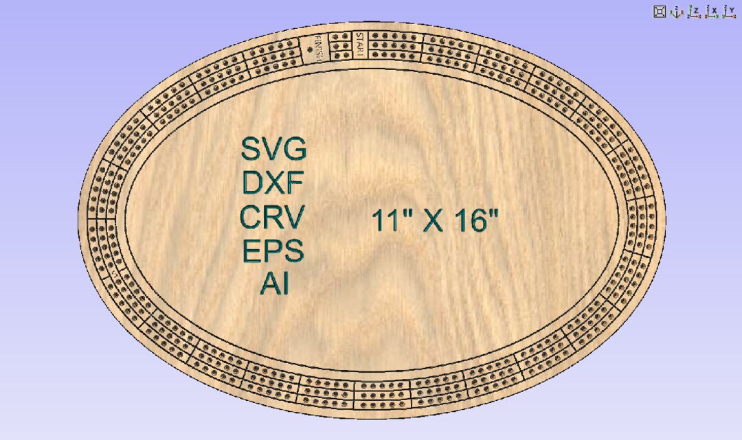 CNC Files for Oval 11x16 3 Track Cribbage Board, Start & Finish ...