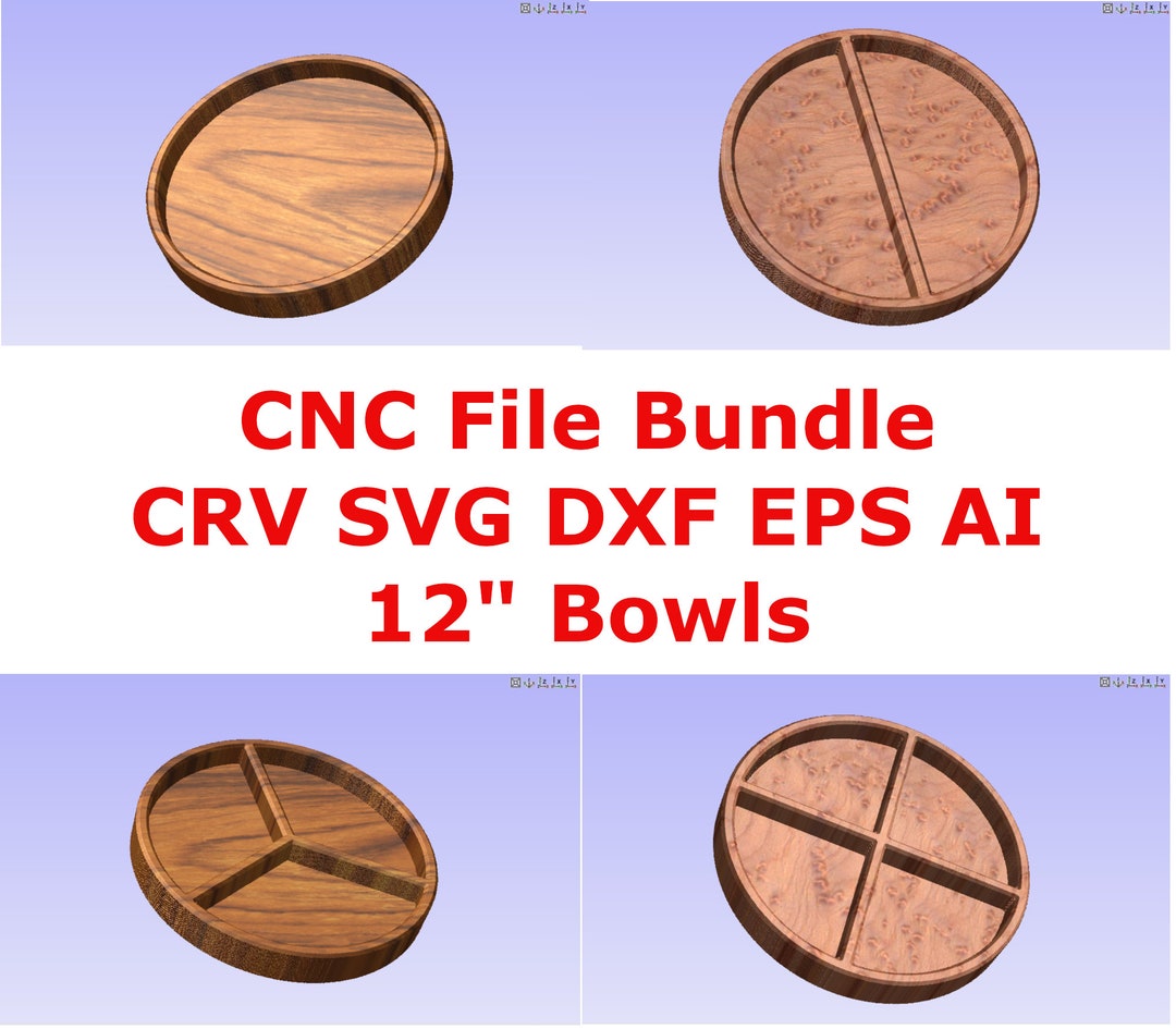 CNC File Bundle Set of 4 - 12" X 1.5" Divided Bowls, Catch-alls, Desk ...