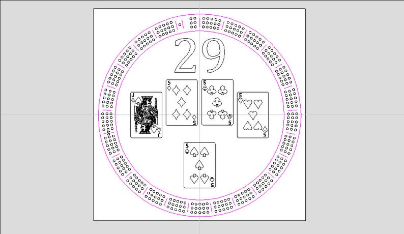 CNC SVG for Round 3 Track Cribbage Board Perfect Hand 29 - Etsy