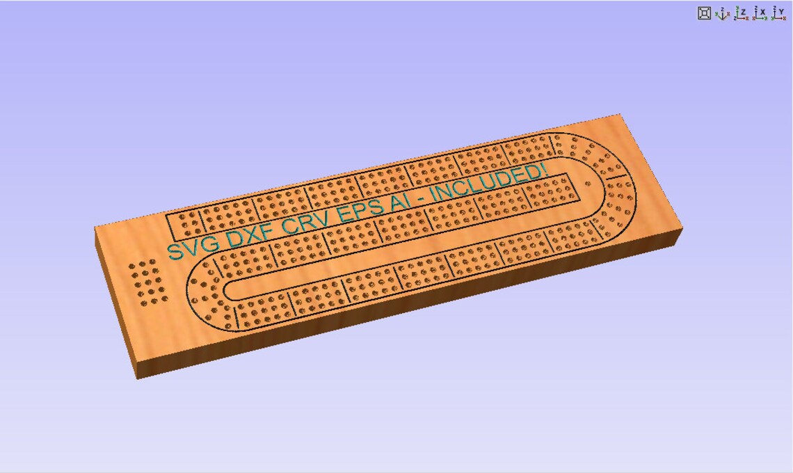 Digital CNC File for 3 Track Cribbage Board 12" X 3.5" .svg .dxf .crv ...
