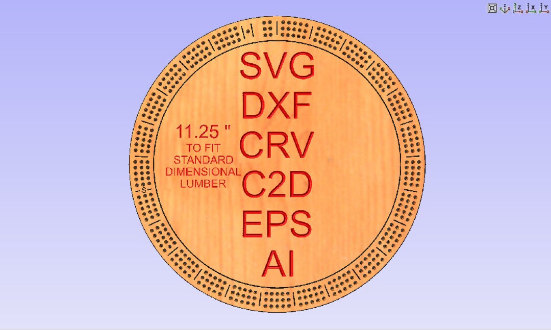 CNC & Laser Cribbage Board File, Round 11.25" to Fit Standard Lumber ...