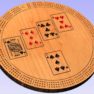 CNC SVG Files 3 Track Perfect Hand Round Cribbage Board Cnc Files With ...