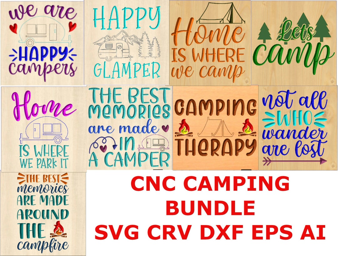 Camping Themed Sign Bundle of 9 Signs With Toolpaths for CNC - Laser ...