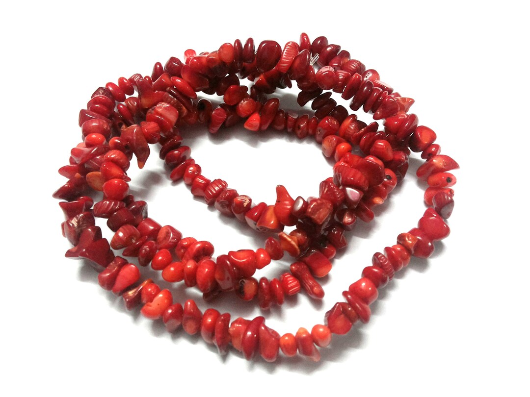 1 Strand Natural Coral Chips Nugget Uncut Smooth 5-8mm/7-10mm, Red ...
