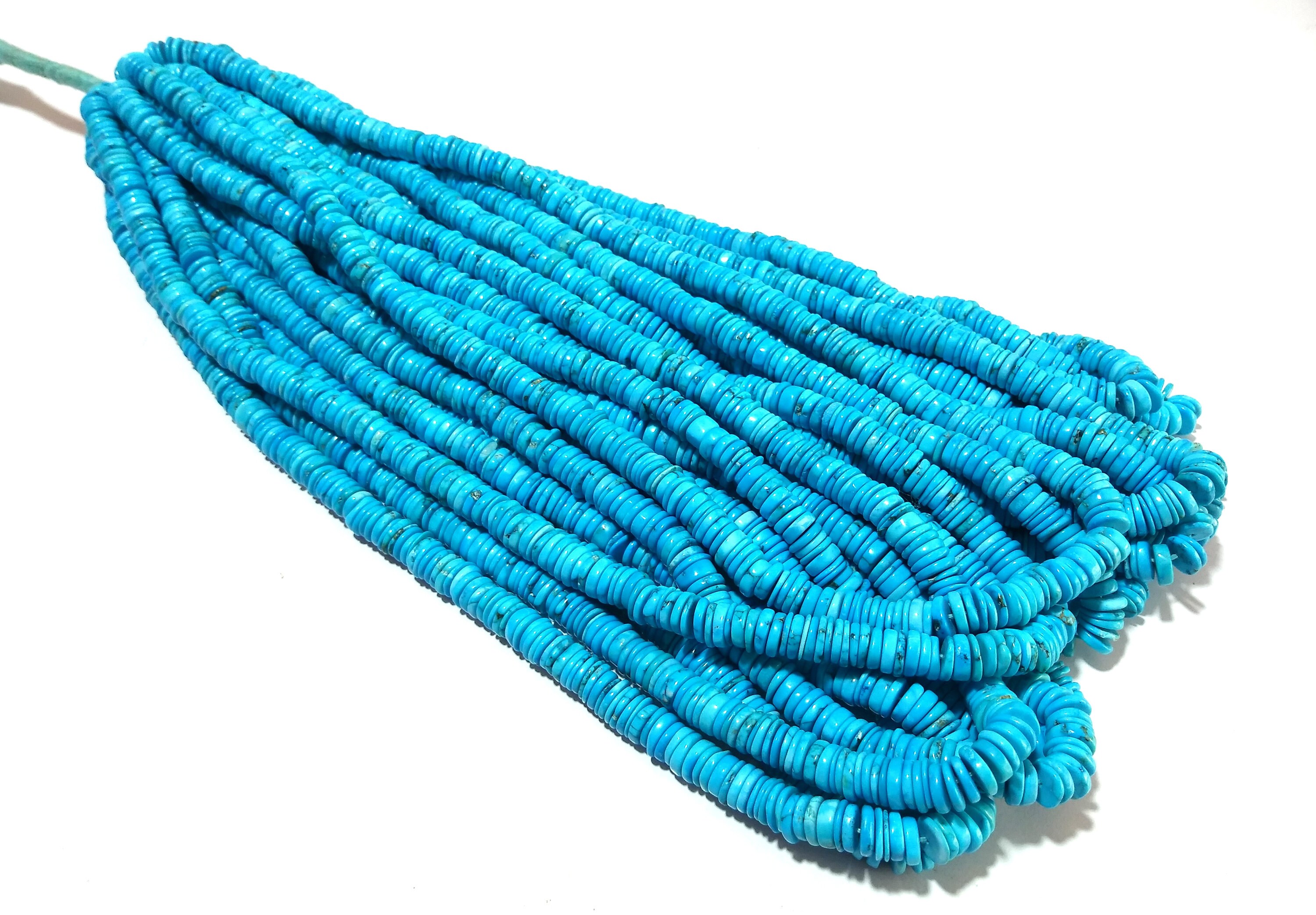 1 Strand Sleeping Beauty Turquoise Wheel Tyre Smooth Cut - Etsy