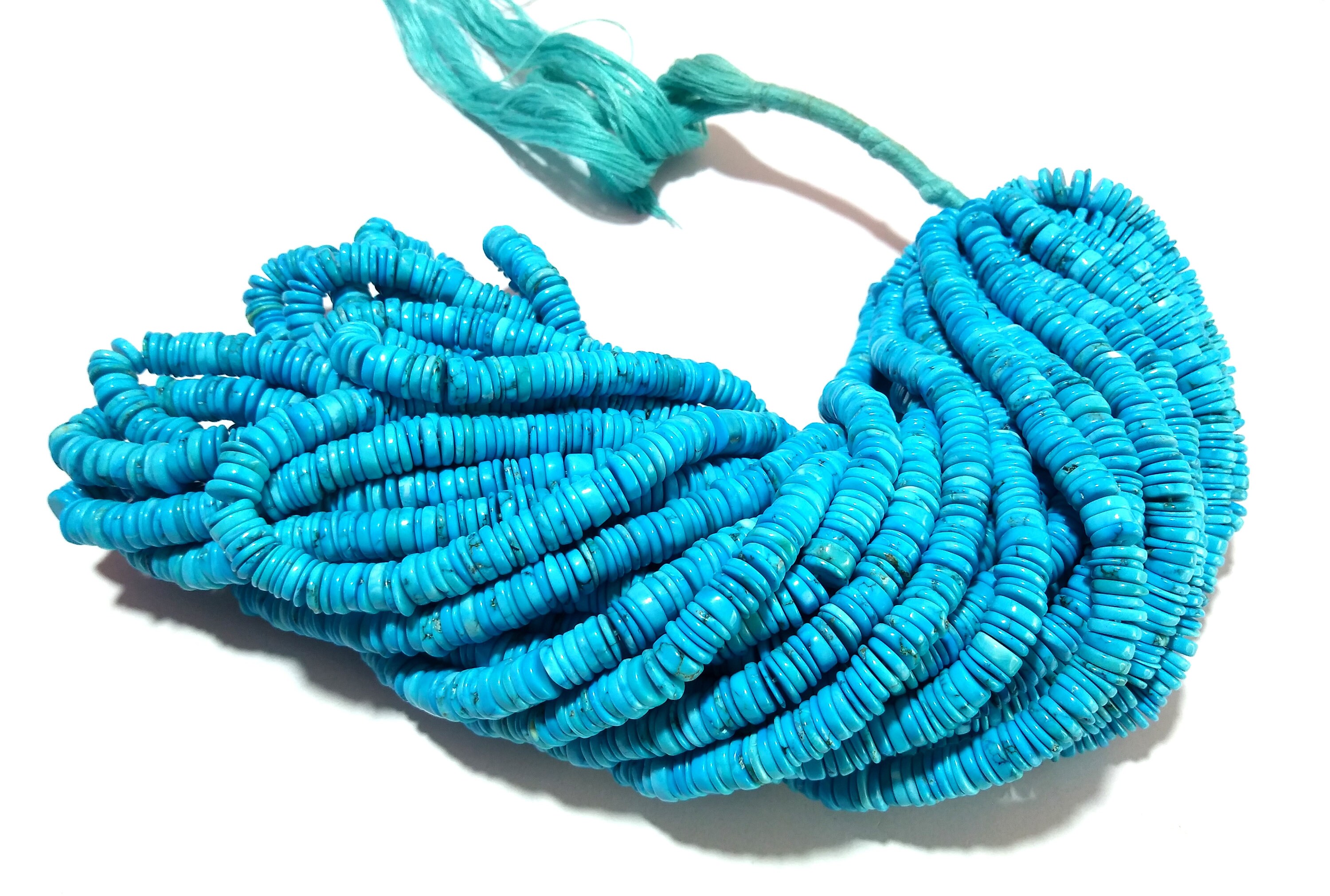 1 Strand Sleeping Beauty Turquoise Wheel Tyre Smooth Cut - Etsy