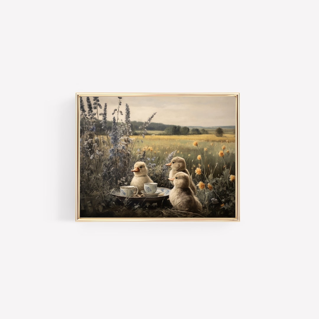Duckling Tea Party Print | Little Creatures | Digital Print | Neutral ...