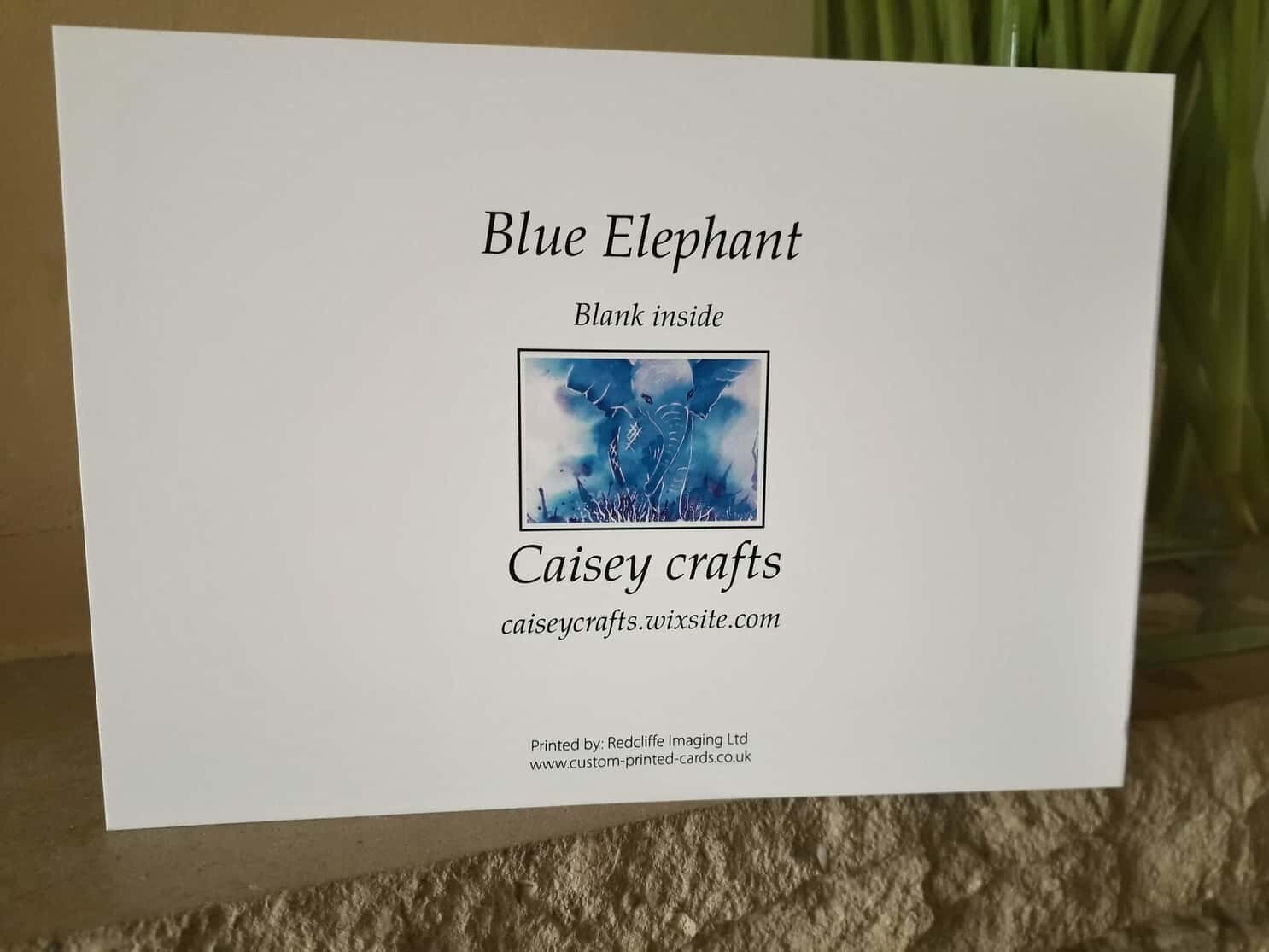 Blue Elephant Blank Card. Print of Watercolour Painting by | Etsy