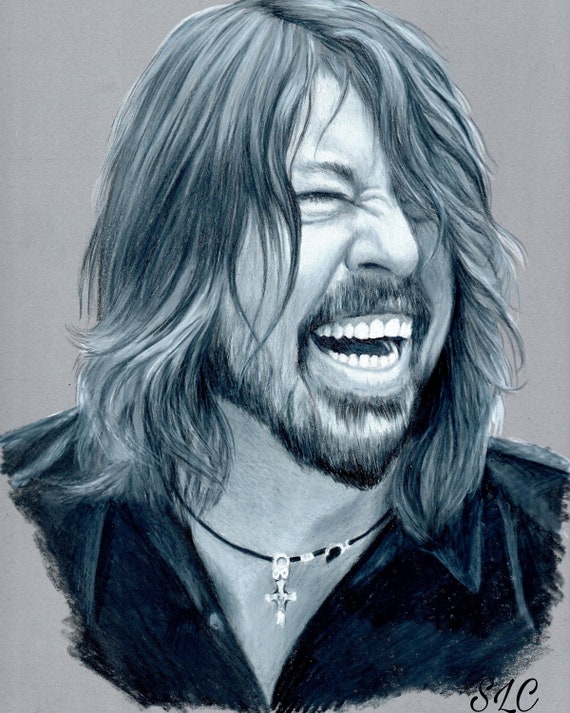 Dave Grohl Blank Card. Print of Drawing by Sarah Caisey - Etsy