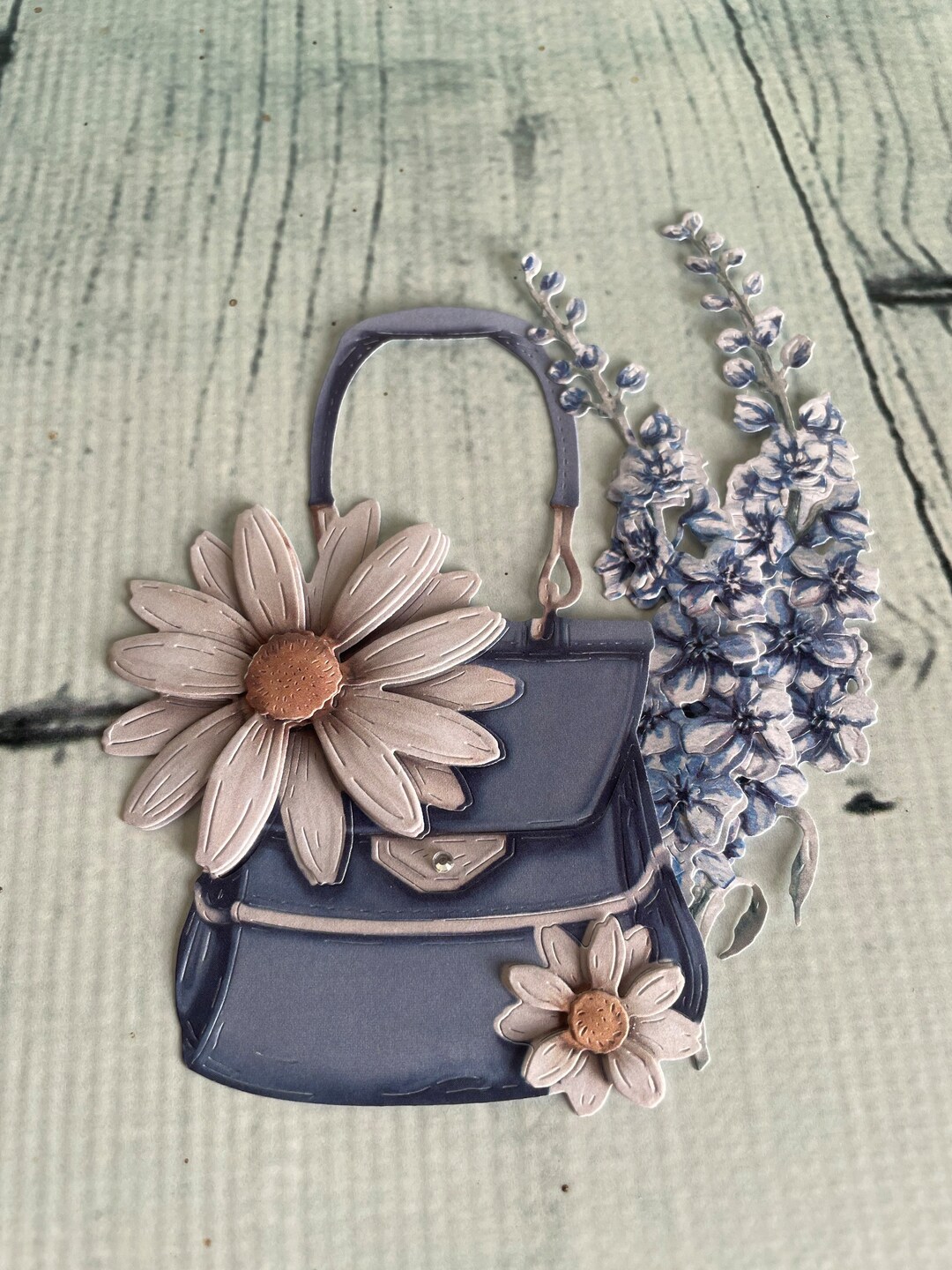 Handmade Card Toppers Handbag and Flowers Card Topper, Card Kit, Card ...