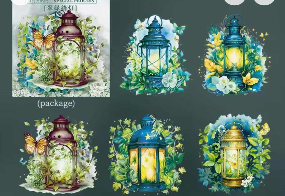 Card Making Sticker, Craft Topper, Card Toppers, Lantern and Flowers ...