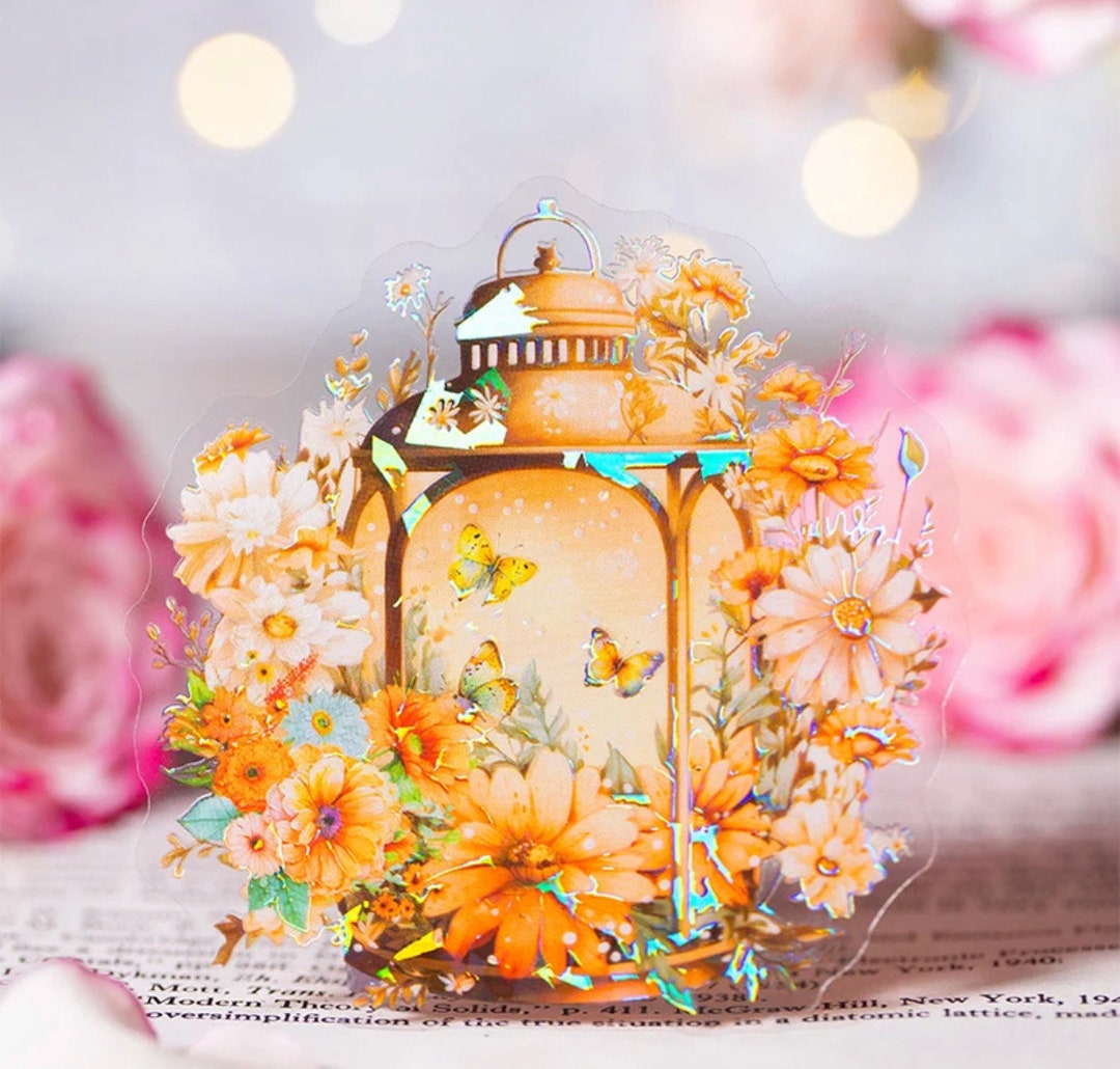 Card Making Sticker, Craft Topper, Card Toppers, Lantern and Flowers ...