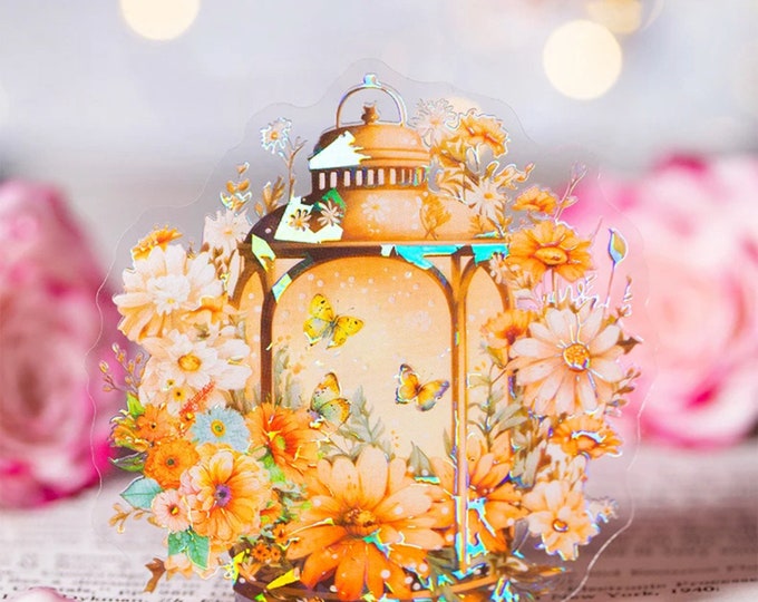 Card Making Sticker, Craft Topper, Card Toppers, Lantern and Flowers ...