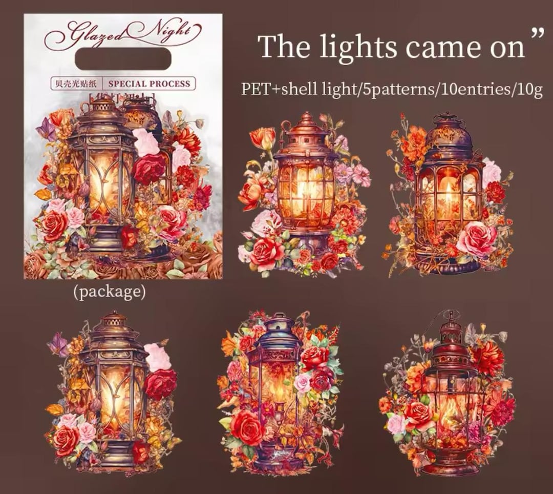 Card Making Sticker, Craft Topper, Card Toppers, Lantern and Flowers ...